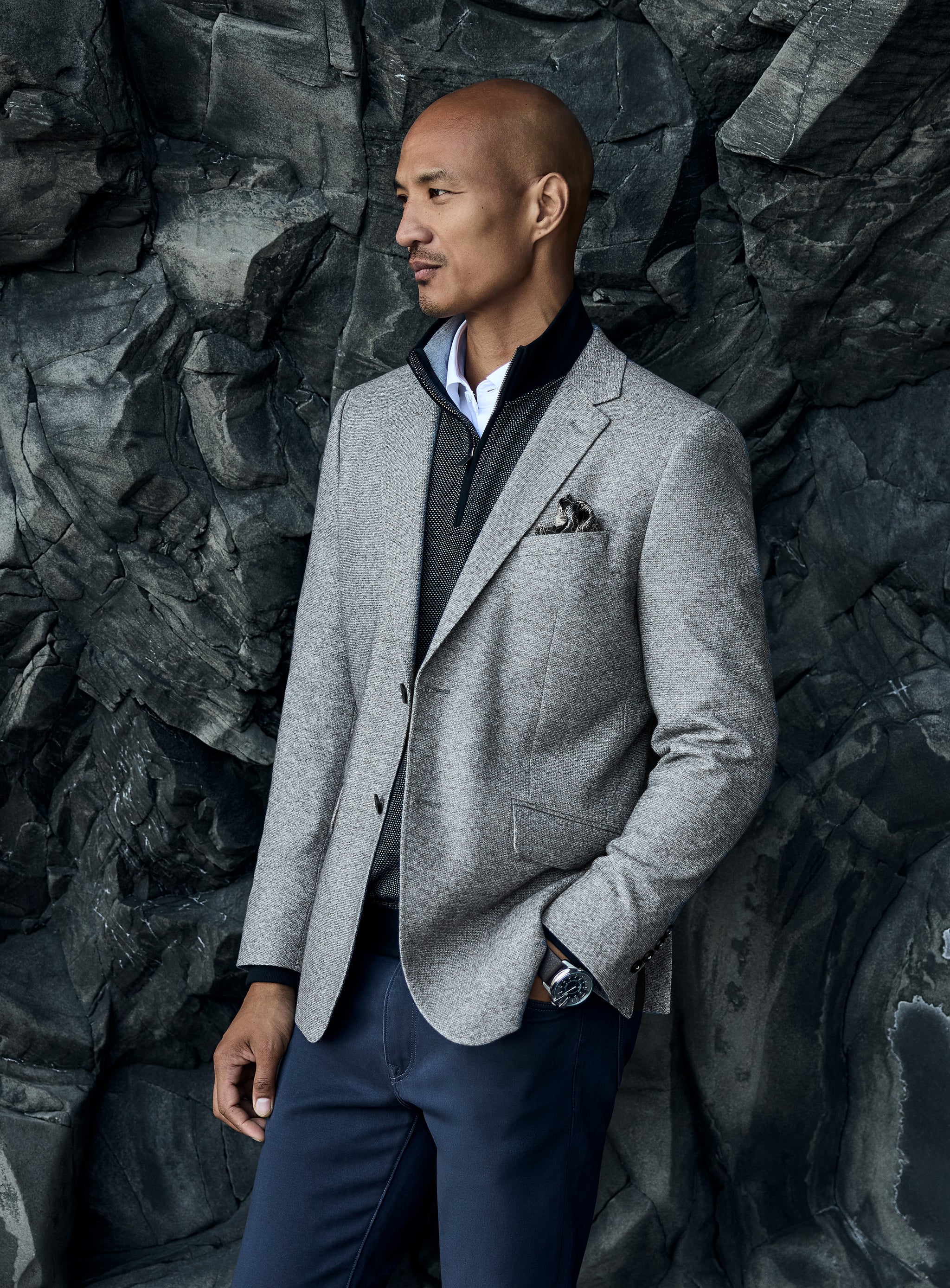 Veston en jersey gris pour homme - Anthony of London