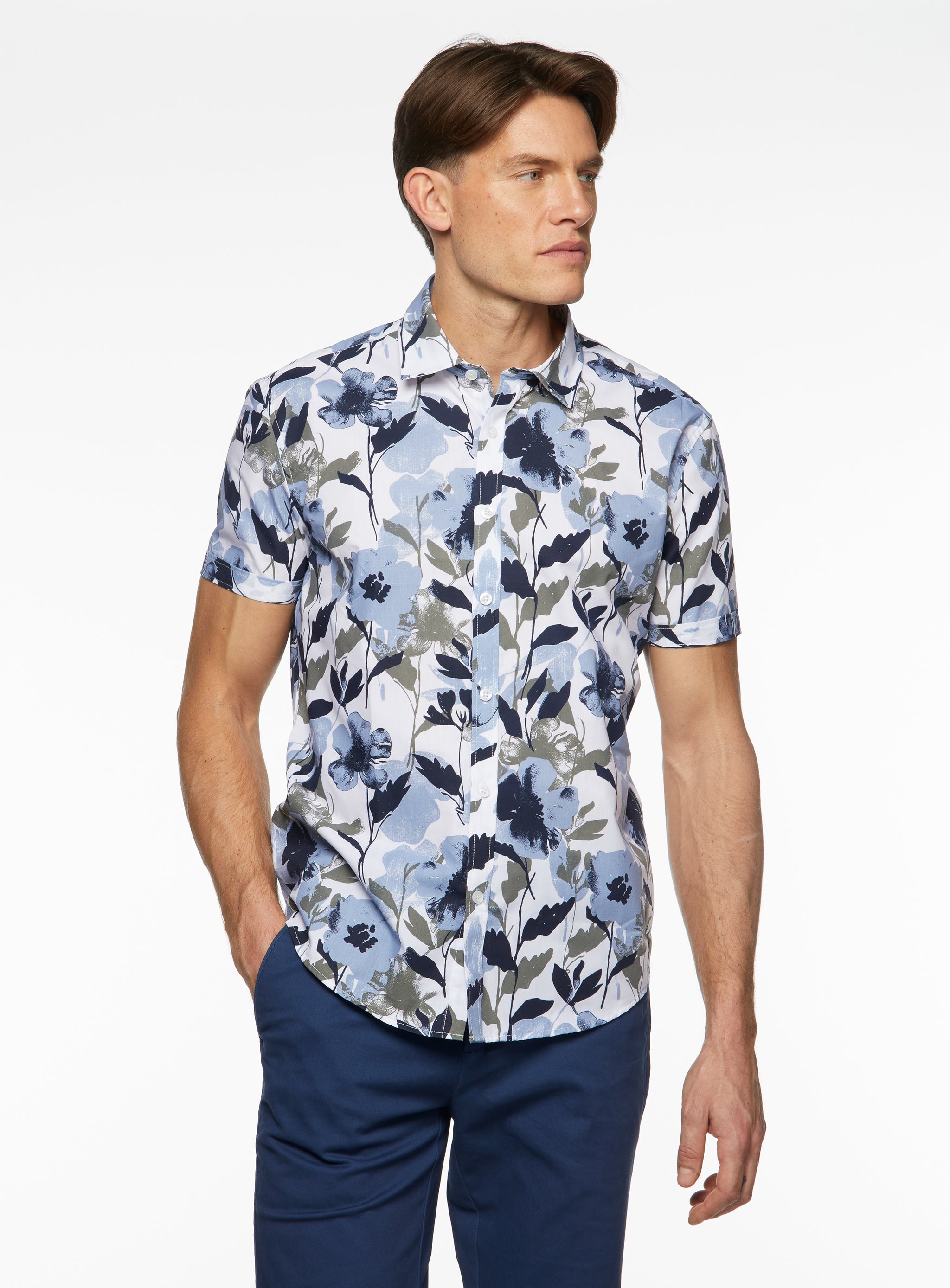 Big Flowers Print Short Sleeve Shirt for men - Point Zero