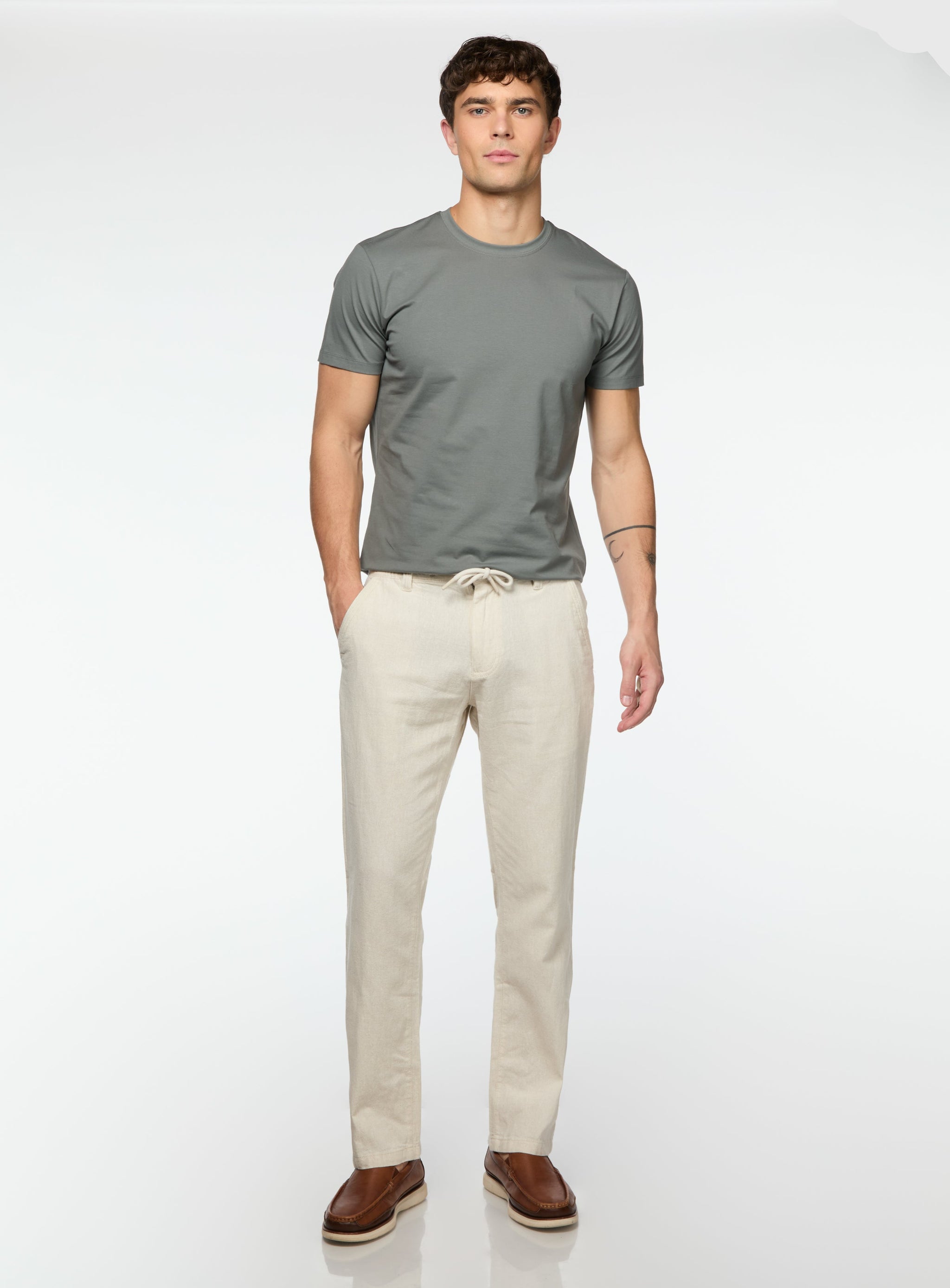 Beige Linen Pants for men - Point Zero
