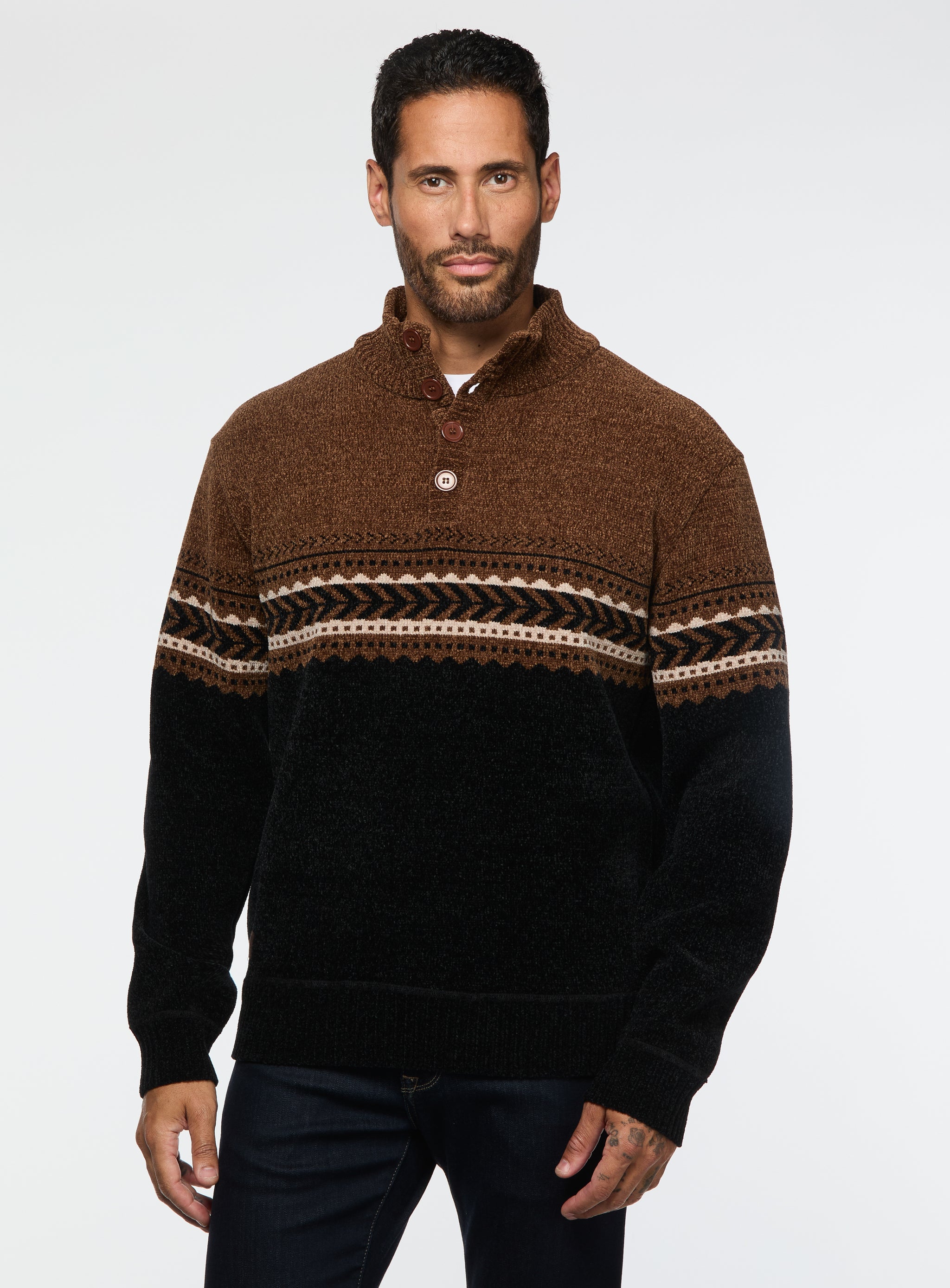 Bronze Jacquard Sweater for men - Point Zero