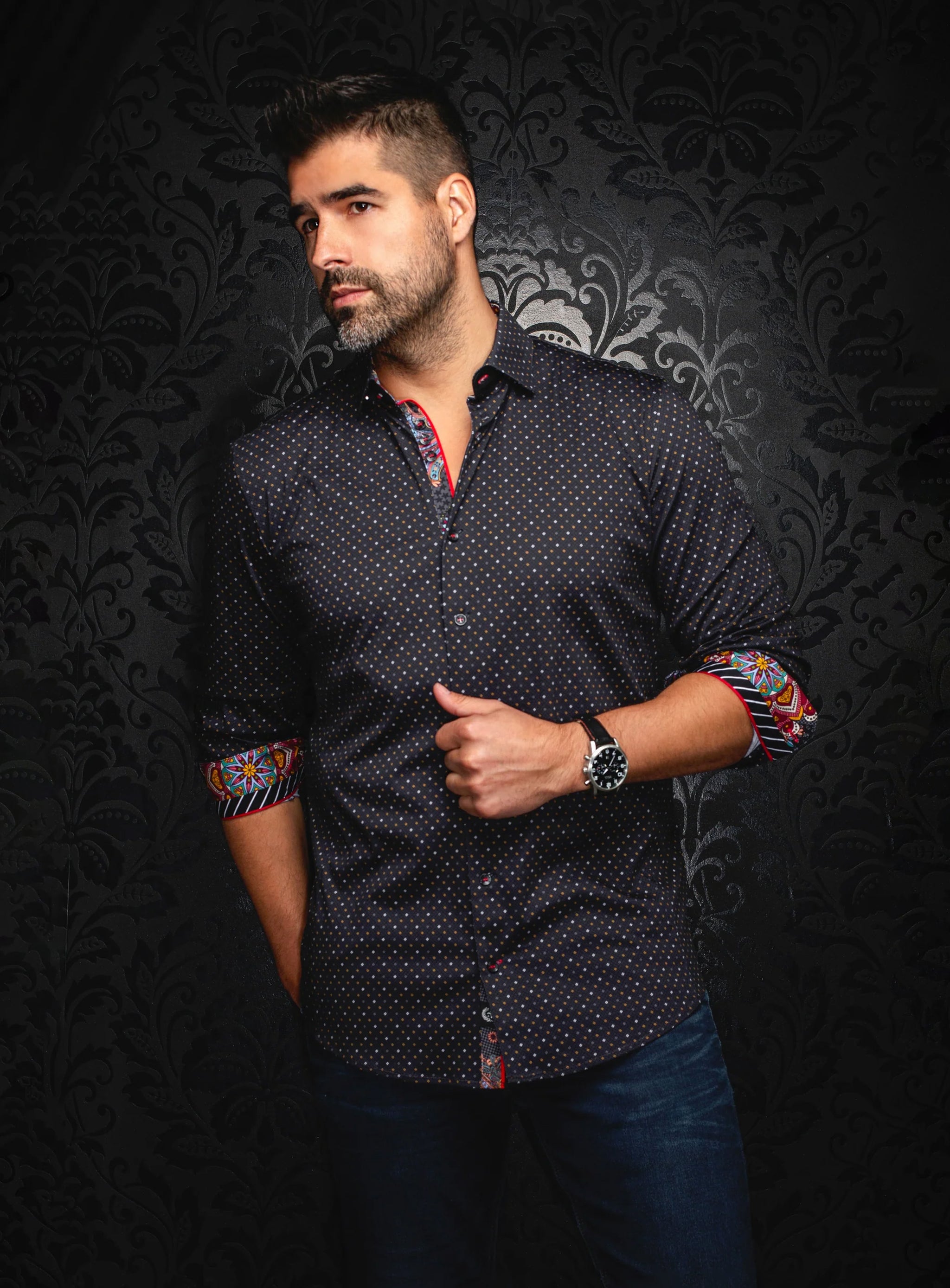 'Optimus' Micro Print Shirt for men - Au Noir