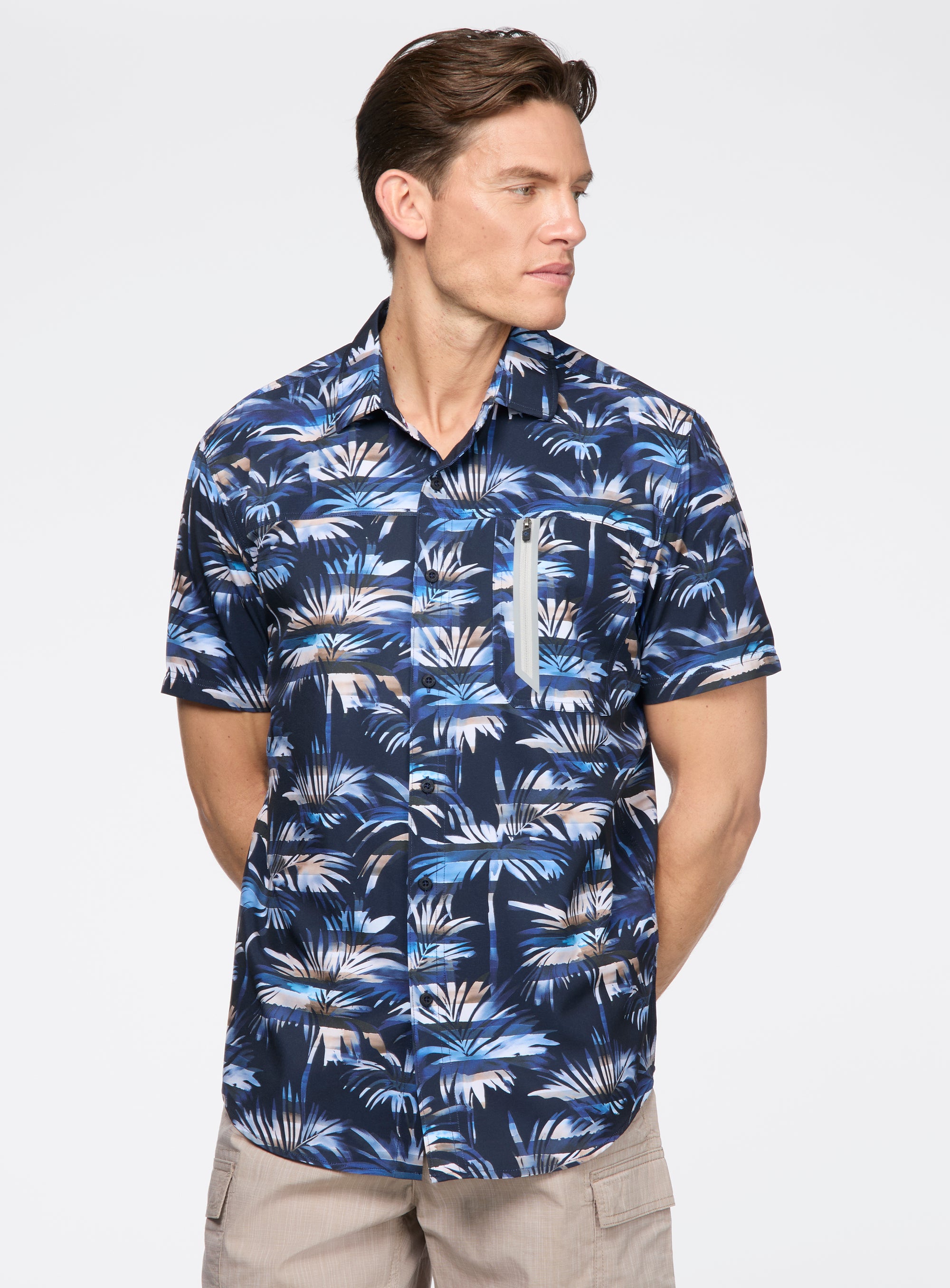 Palm Tree Print Stretch Shirt for men - Point Zero